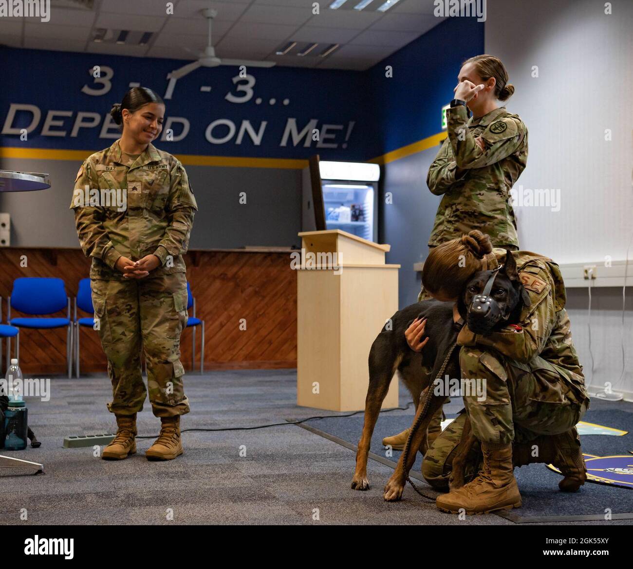 U.S. Air Force Staff Sgt. Sarah Pawlak, Right, 86th Security Forces Squadron military working ...