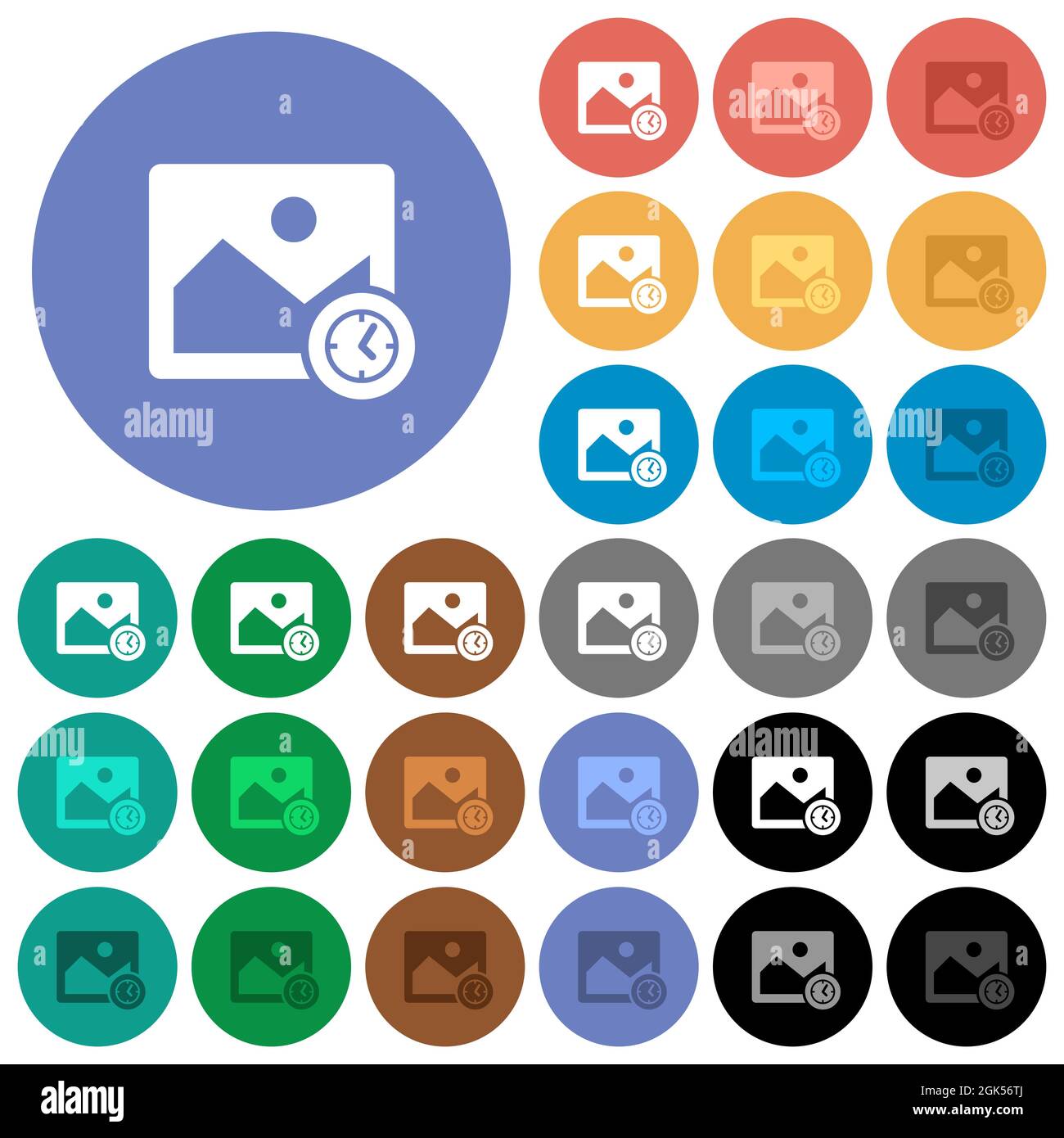 Image modified time alternate multi colored flat icons on round ...