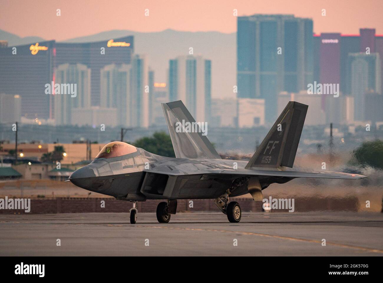 An F-22 Raptor assigned to Joint Base Langley-Eustis, Virginia, taxis ...