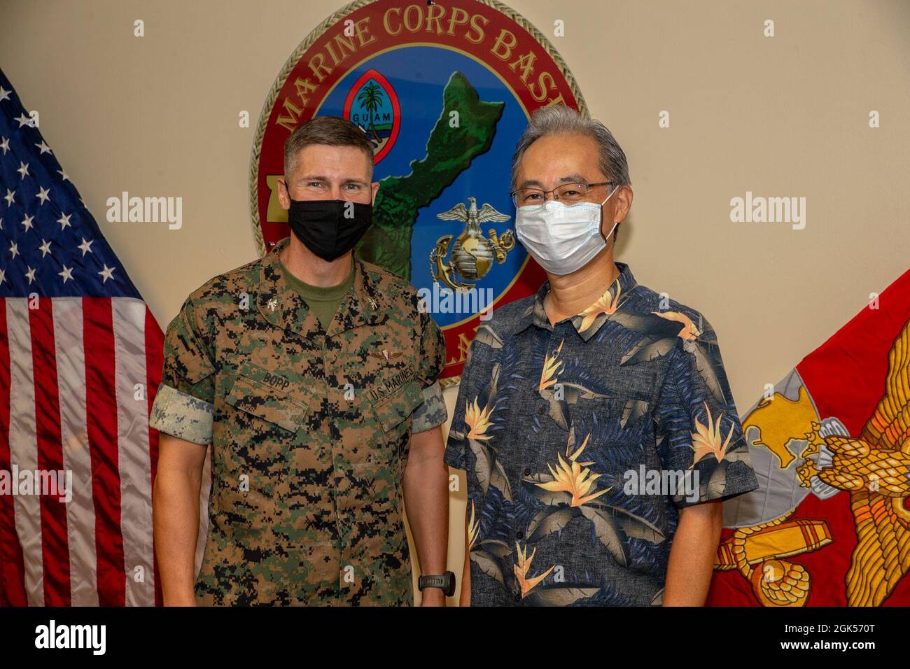 Col. Christopher Bopp, the Marine Corps Base (MCB) Camp Blaz Commanding Officer, and Consul ...