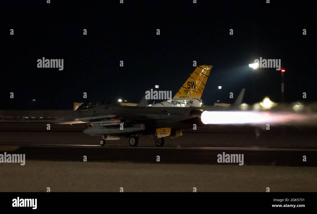 An F-16 Fighting Falcon fighter jet, assigned to the 20th Fighter Wing ...
