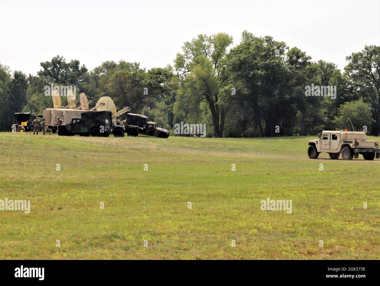Army Signal Corps troops have an area of Fort McCoy, Wis., set up Aug ...
