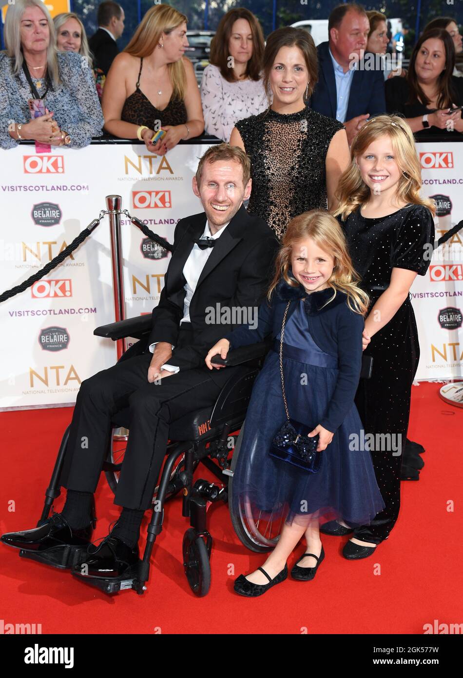 September 9, 2021, London, UK Rob Burrow with his wife and family ...