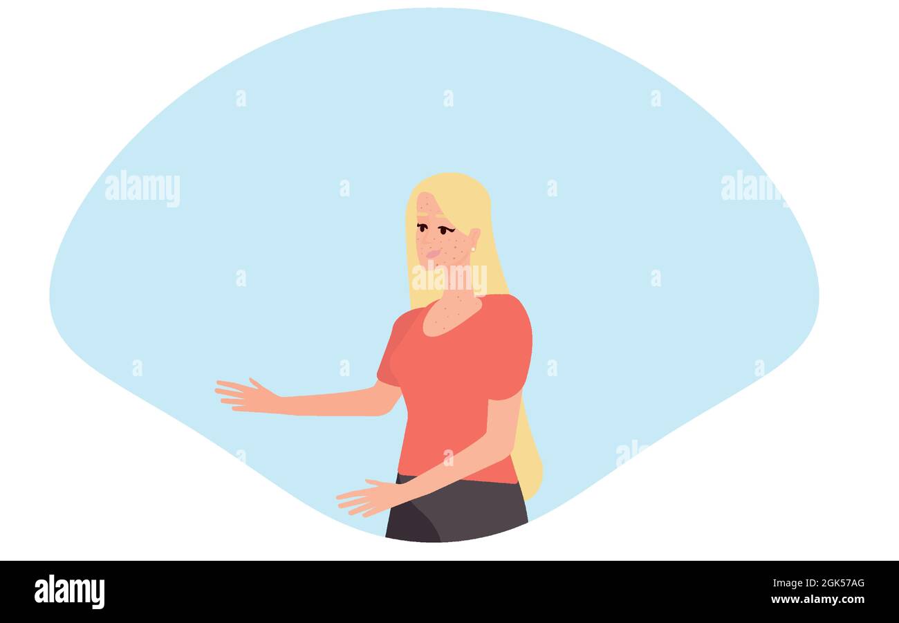 A young girl has problematic skin, pimples and acne. A female character ...