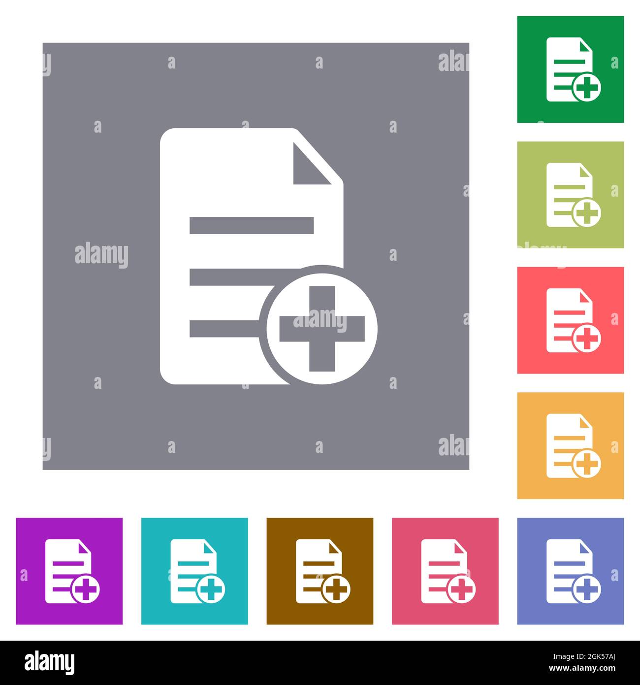 Add new document flat icons on simple color square backgrounds Stock ...
