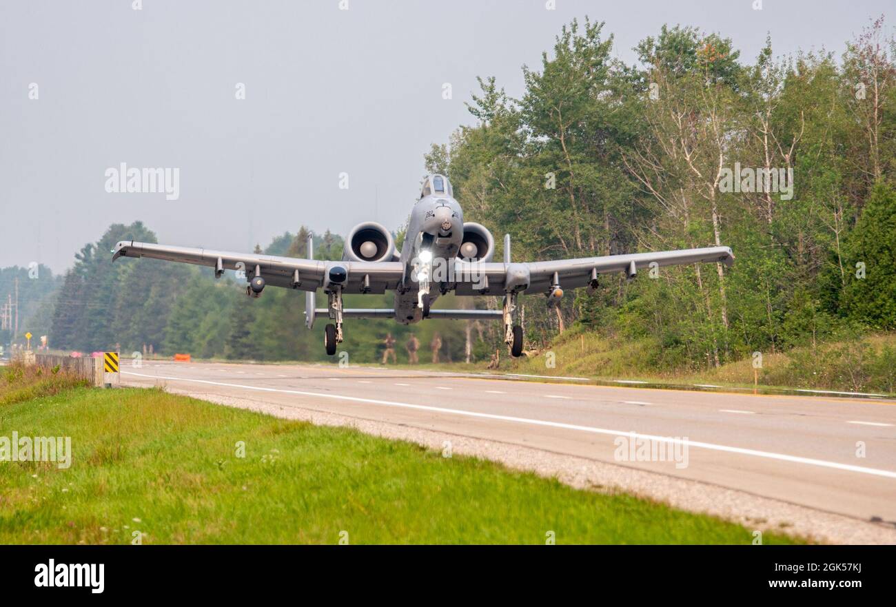 A U.S. Air Force A-10 Thunderbolt II takes off on a Michigan State ...