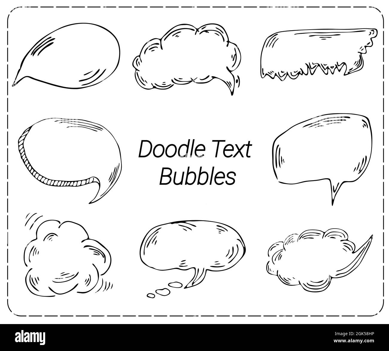 Hand drawn speech bubbles. Doodle style thinking balloons isolated on ...
