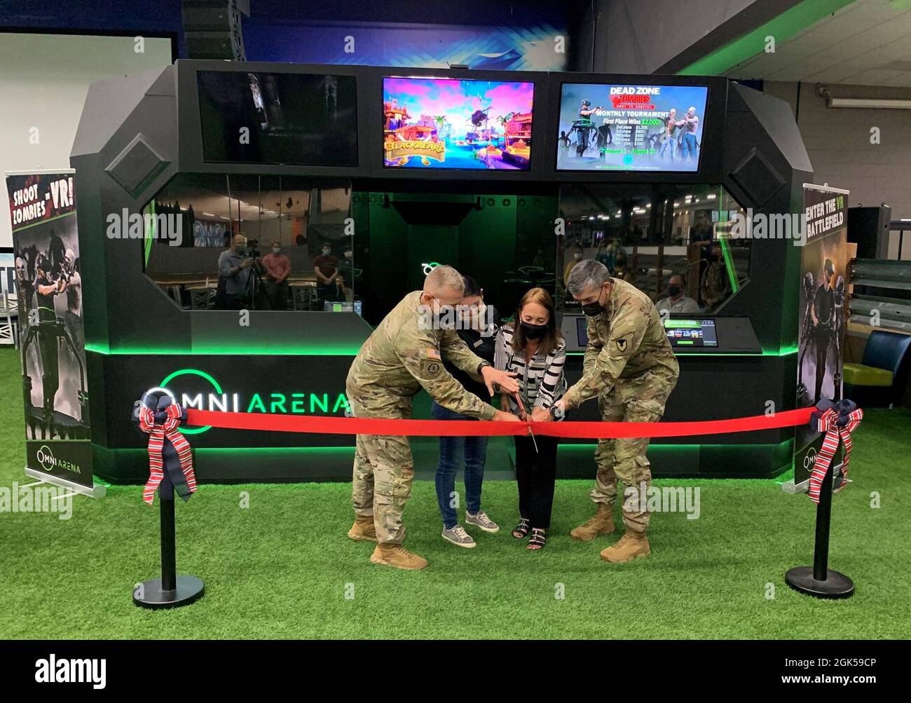 From left to right, Maj. Gen. D. A. Sims II, Commanding General of the ...