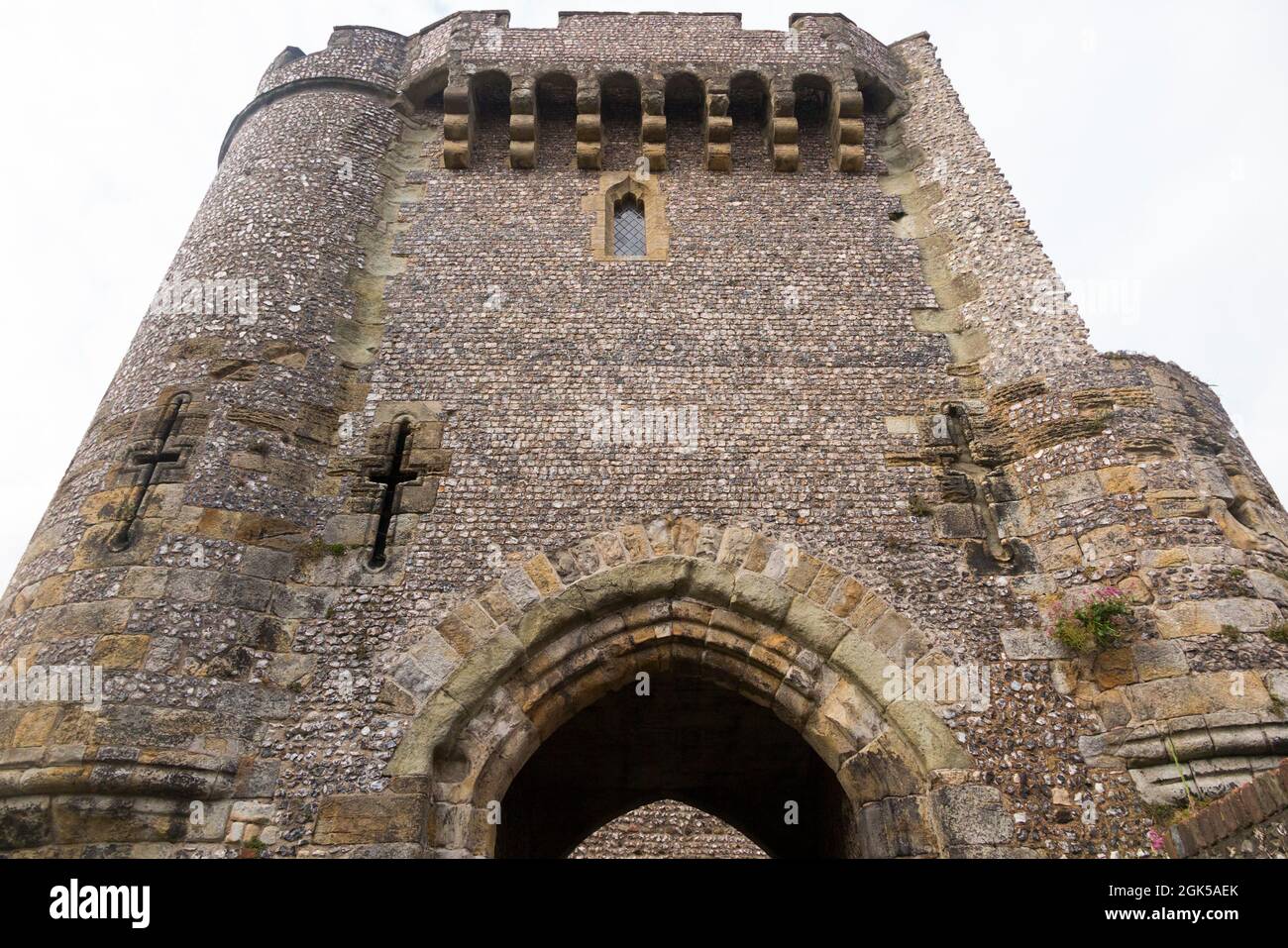 Defensive gate wall and approach to Lewes castle. Early 14th Century ...