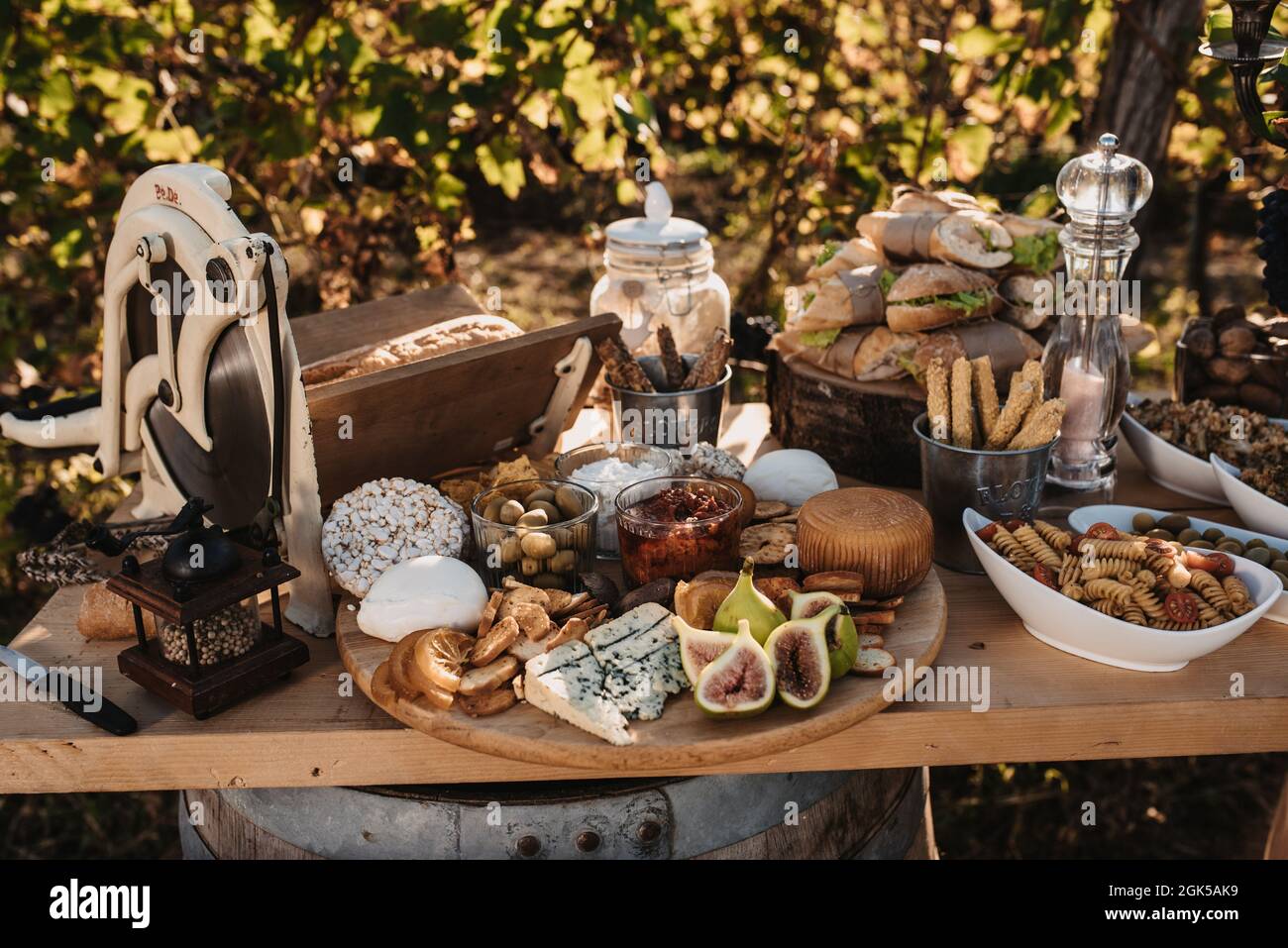 Closeup of the table with various types of food Stock Photo - Alamy