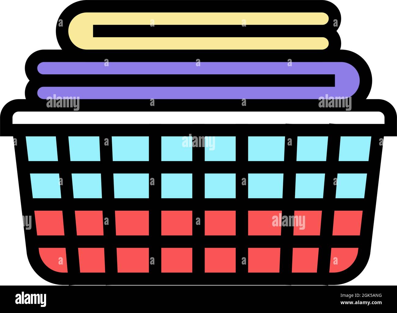 washed clean fabric clothes in basket color icon vector illustration ...