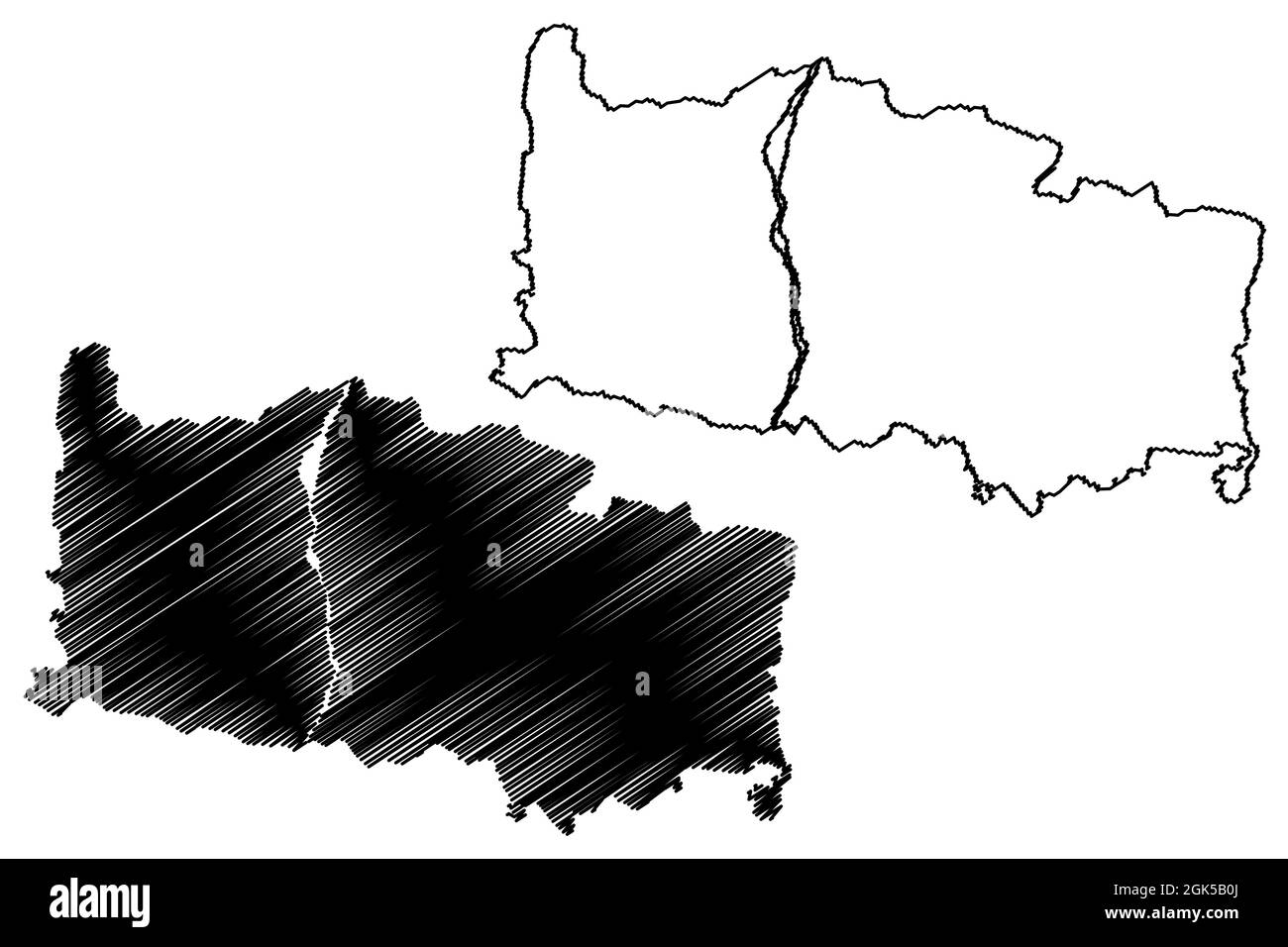 Alipurduar district (West Bengal State, Republic of India) map vector ...