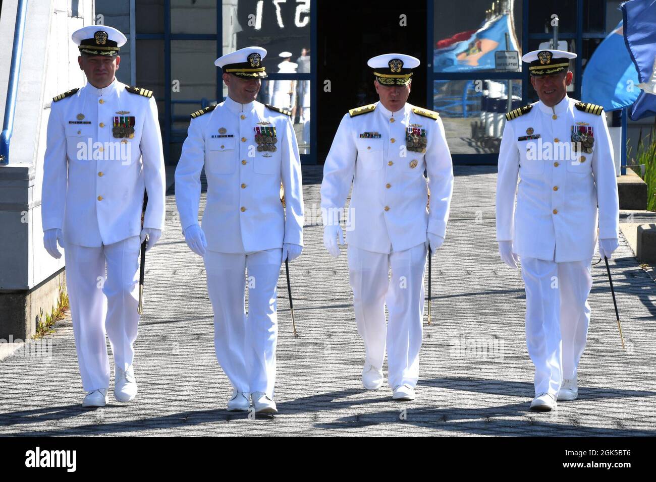 210806-N-GR655-013 GROTON, Conn. (Aug. 6, 2021) – The official party arrives to a Submarine ...