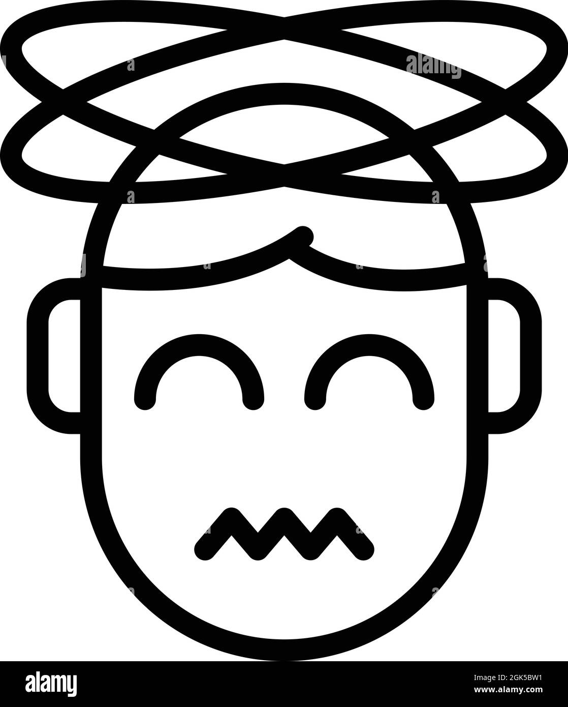 Dizziness head icon outline vector. Dizzy man. Vertigo faint Stock ...