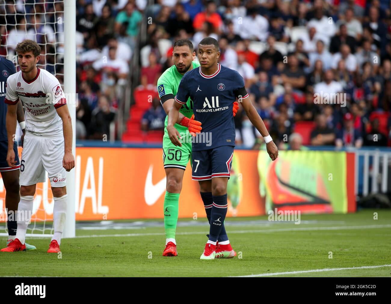 Goalkeeper of PSG Gianluigi Donnarumma, Kylian Mbappe of PSG during the ...