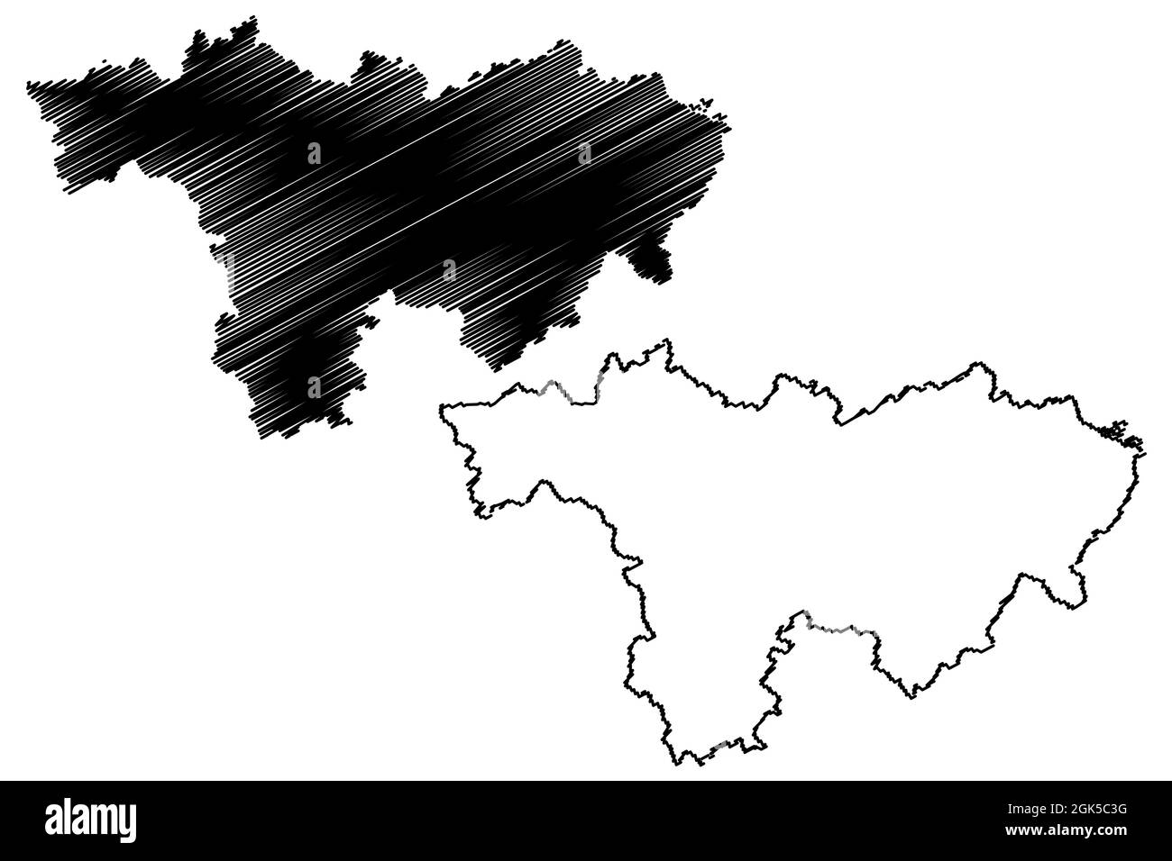 Aligarh district (Uttar Pradesh State, Republic of India) map vector ...