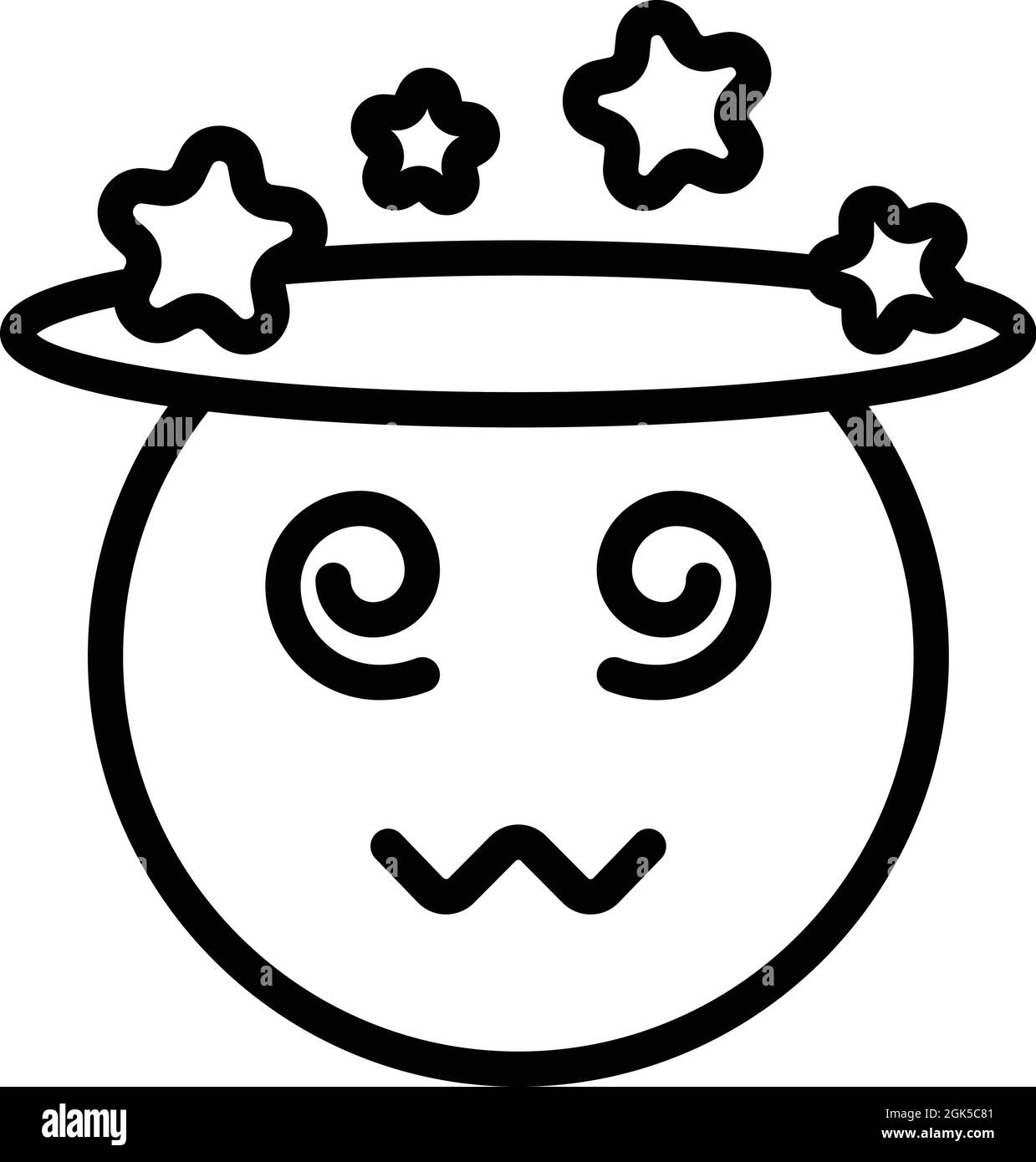 Dizziness emoji icon outline vector. Dizzy spiral. Sick face Stock ...