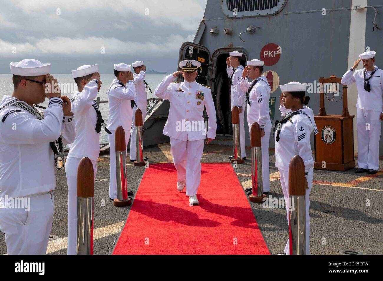 210806-N-PC065-2022 ATLANTIC OCEAN (Aug. 6, 2021) Capt. Chris “Chowdah” Hill, commanding officer ...