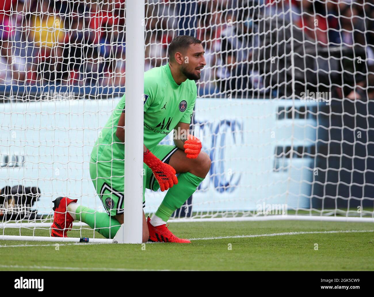 Goalkeeper of PSG Gianluigi Donnarumma during the French championship ...
