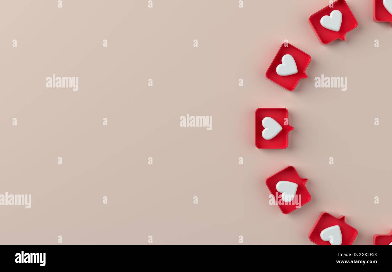 3D social media like notification icon illustration in 3d Stock Photo ...