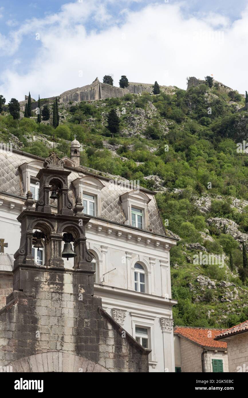 View of the mountain and road to the Fort of Saint Ivan, Church of the ...