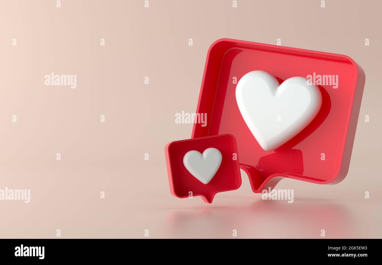 3D social media like notification icon illustration in 3d Stock Photo - Alamy
