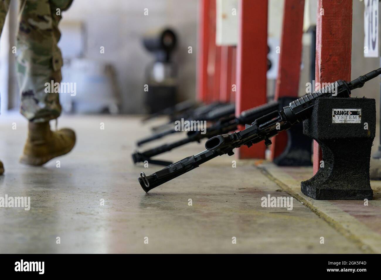 M4 carbines rest on support blocks at the 116th Air Control Wing ...