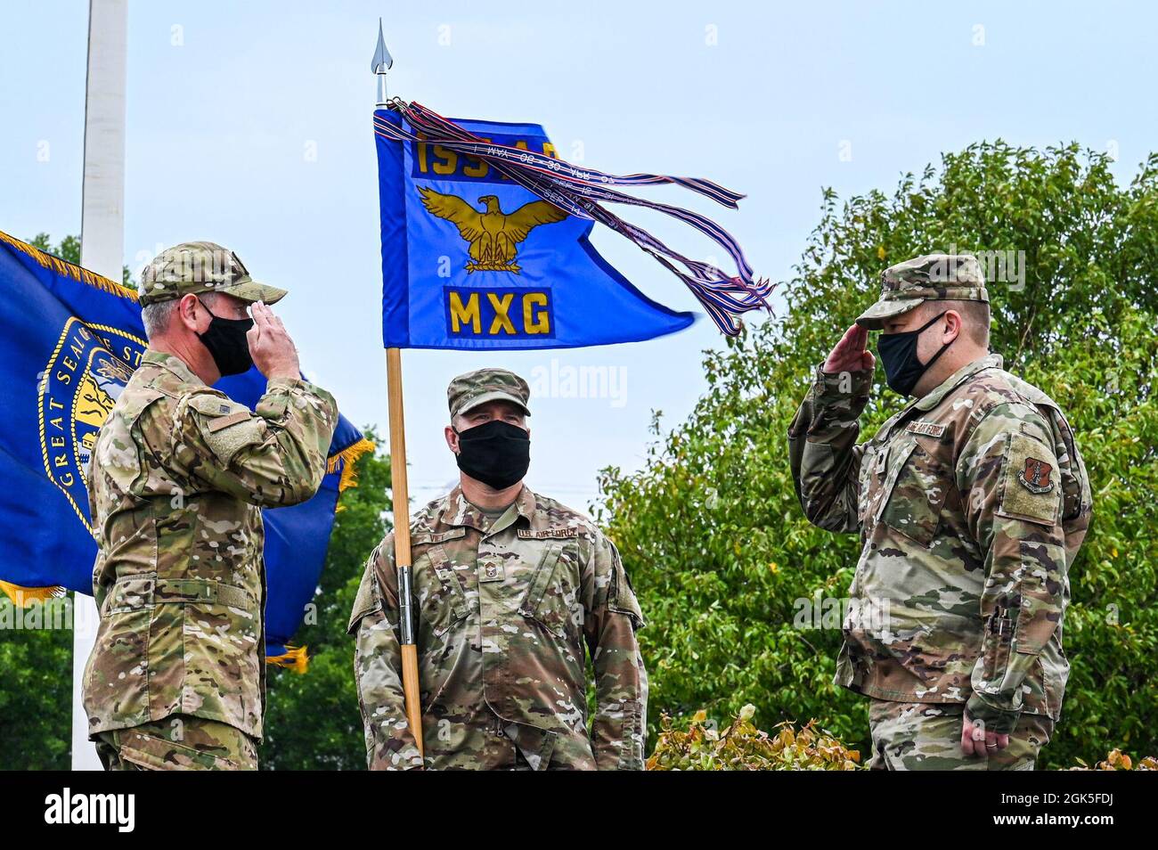 Lt. Col. John Loken, 155th Maintenance Group commander, salutes Col ...
