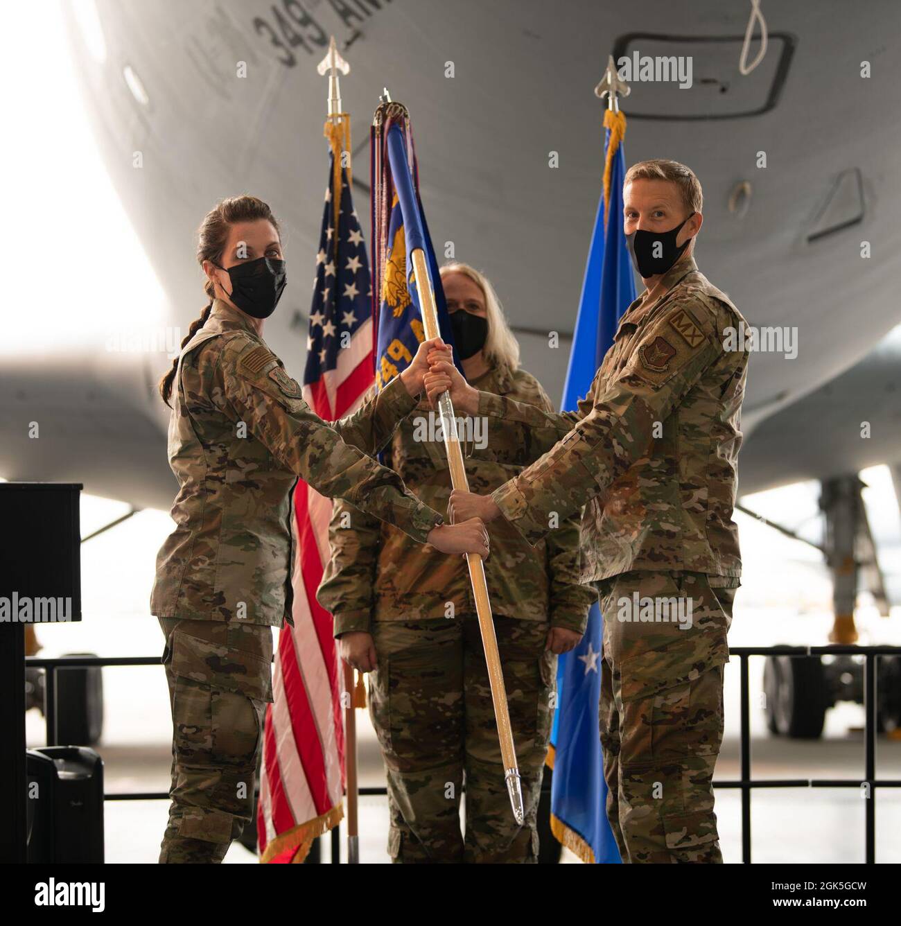 Col. Erin C. Cook hands the 749th Aircraft Maintenance Squadron guidon ...