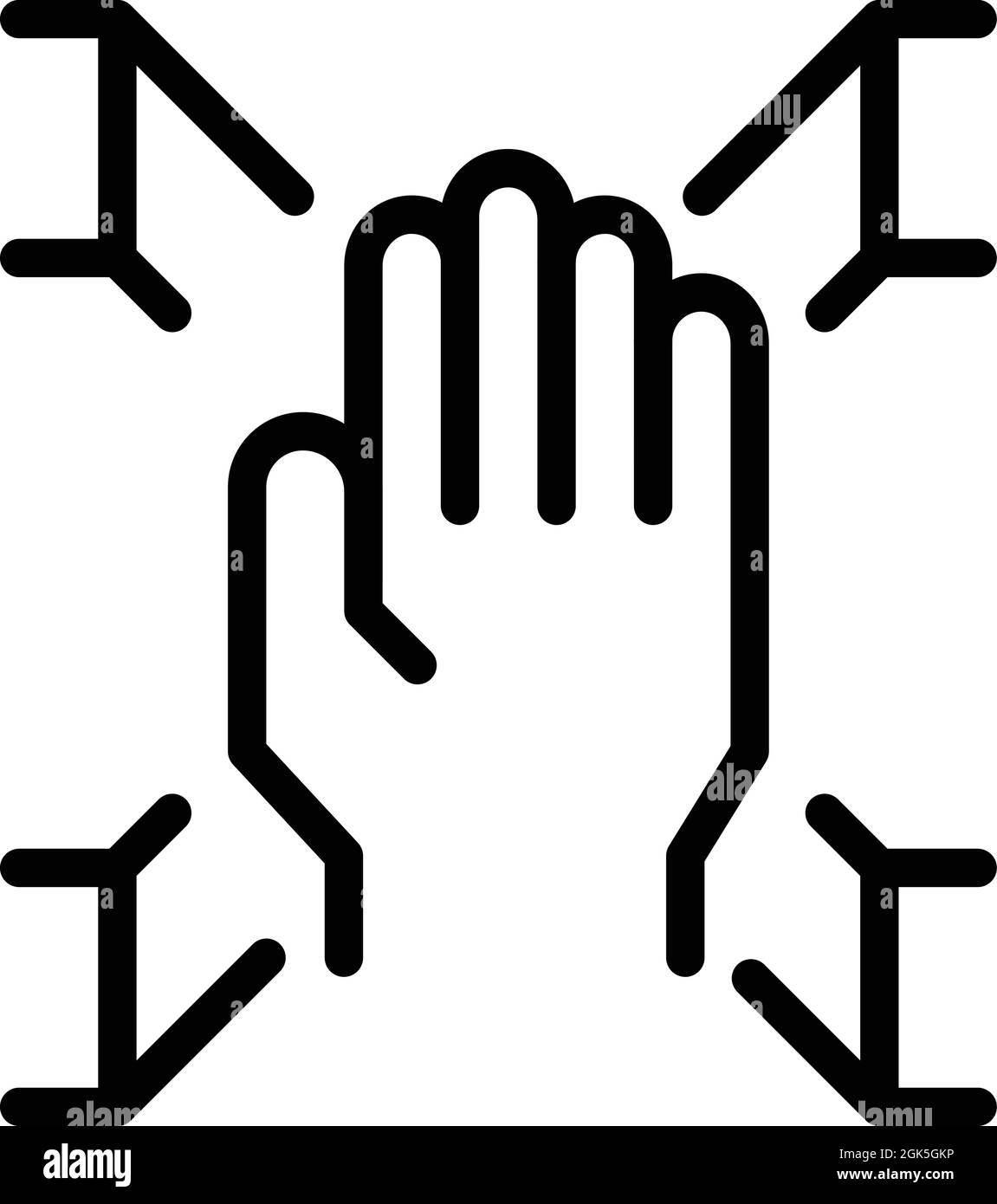 Digital palm scanning icon outline vector. Biometric scan. Hand ...