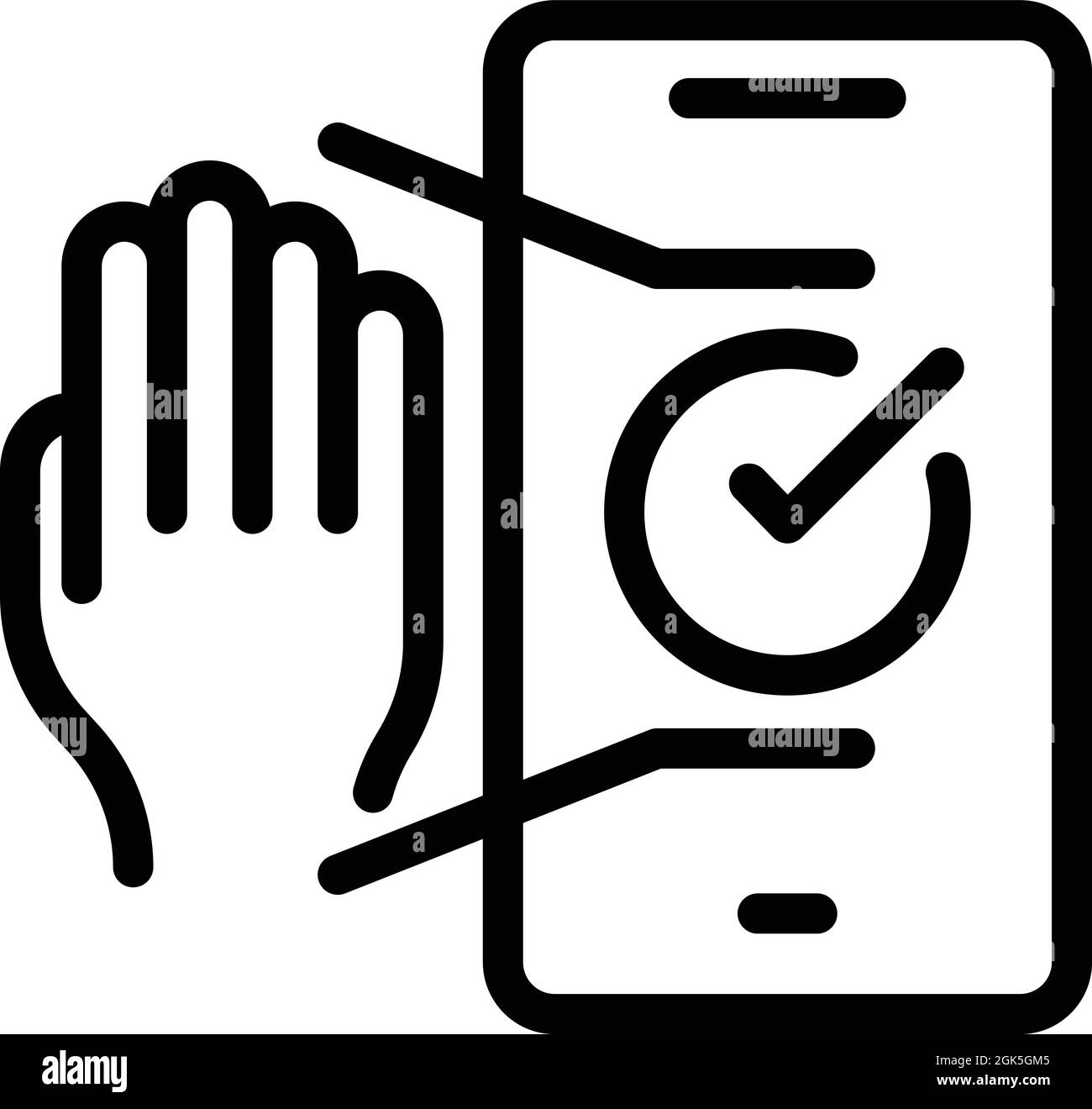 Phone palm scanning icon outline vector. Hand scan. Biometric ...