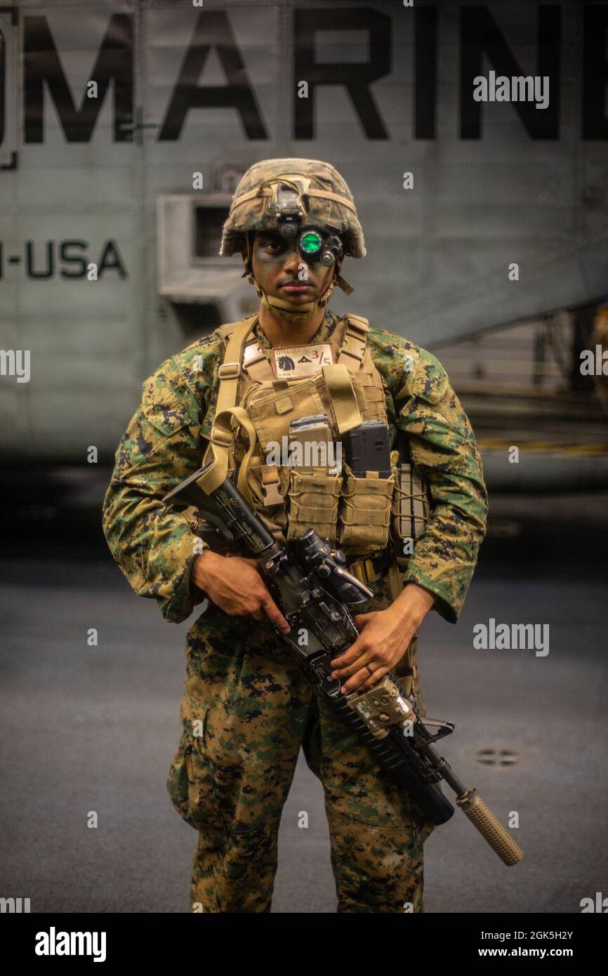 U.S. Marine Corps Lance Cpl. Tyrol Otei, a rifleman with Battalion ...