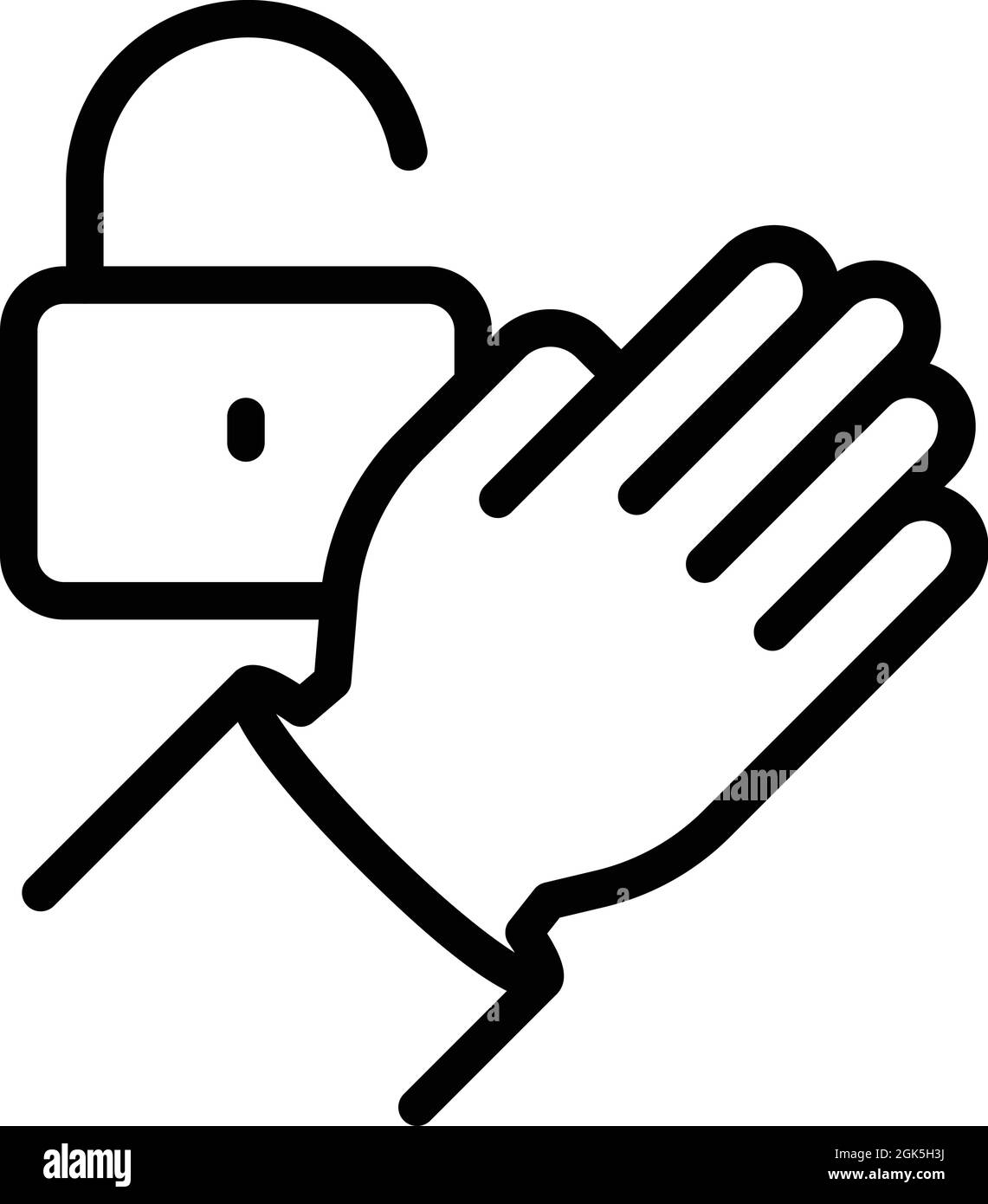 Lock Palm Scanning Icon Outline Vector Biometric Scan Identity Recognition Stock Vector Image