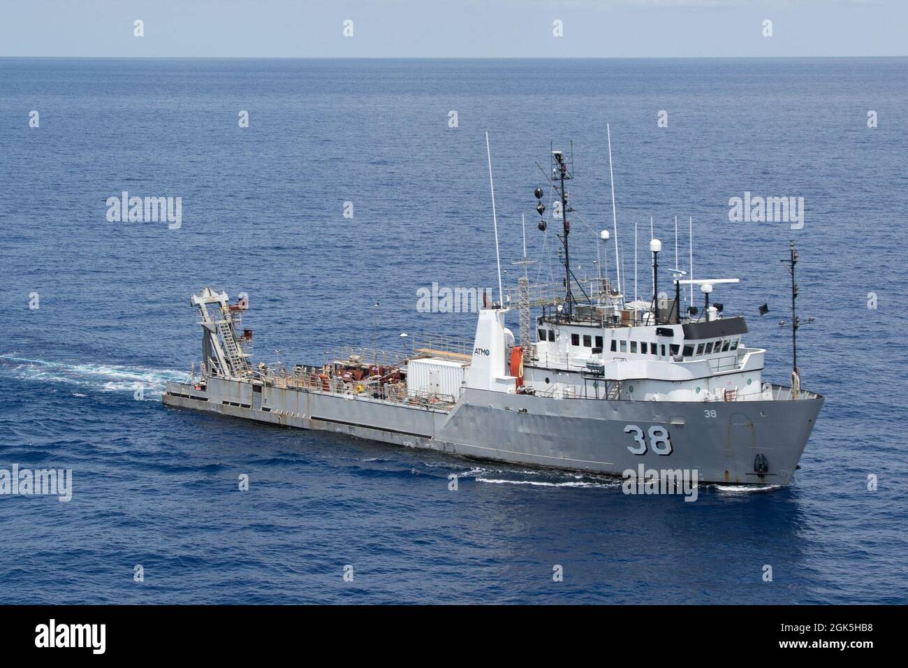 The Trials and Research Vessel NAWC 38 tows an explosive charge during ...