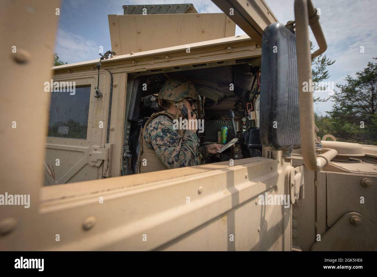 A U.S. Marine with Combat Logistics Battalion 451, 4th Marine Logistics ...