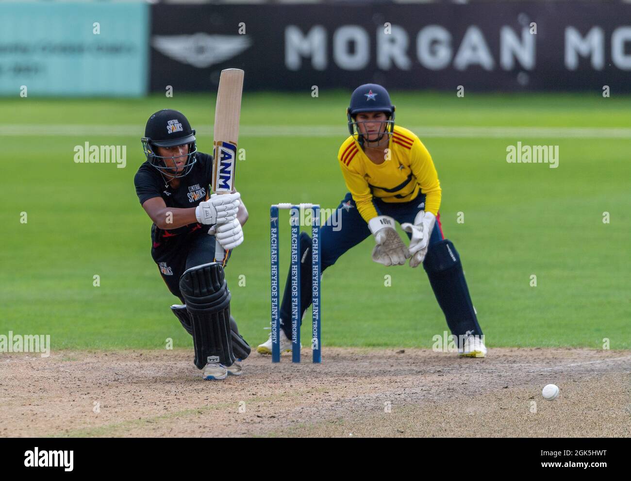 Davina Perrin of Central Sparks batting watched by South East Stars ...