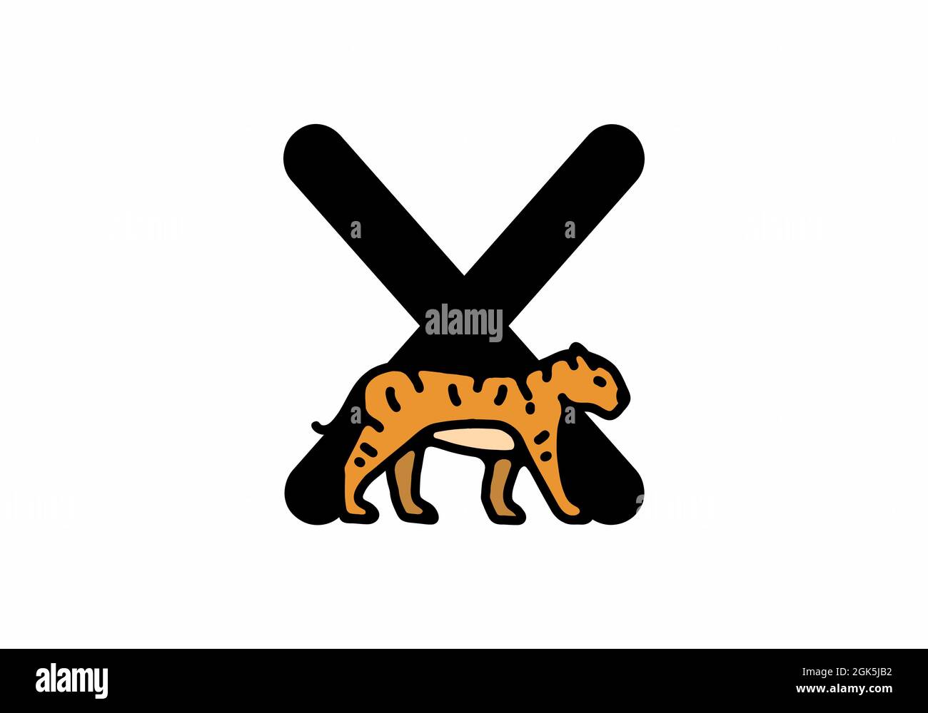 Line art illustration of tiger with X initial letter design Stock ...