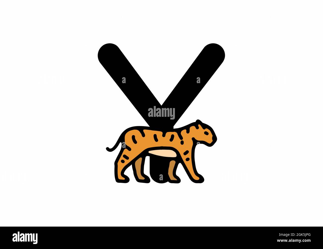 Line art illustration of tiger with Y initial letter design Stock ...