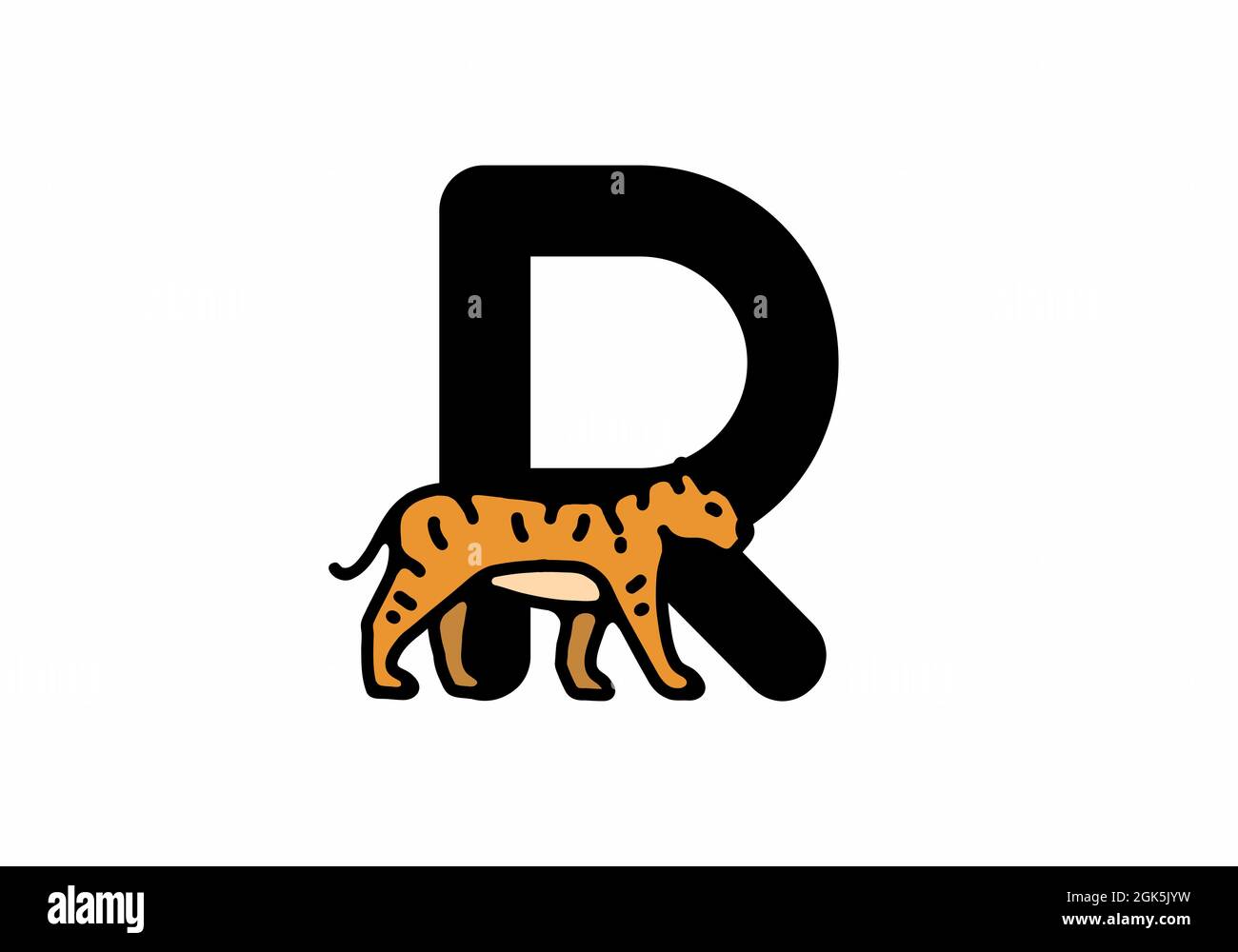 Line art illustration of tiger with R initial letter design Stock ...