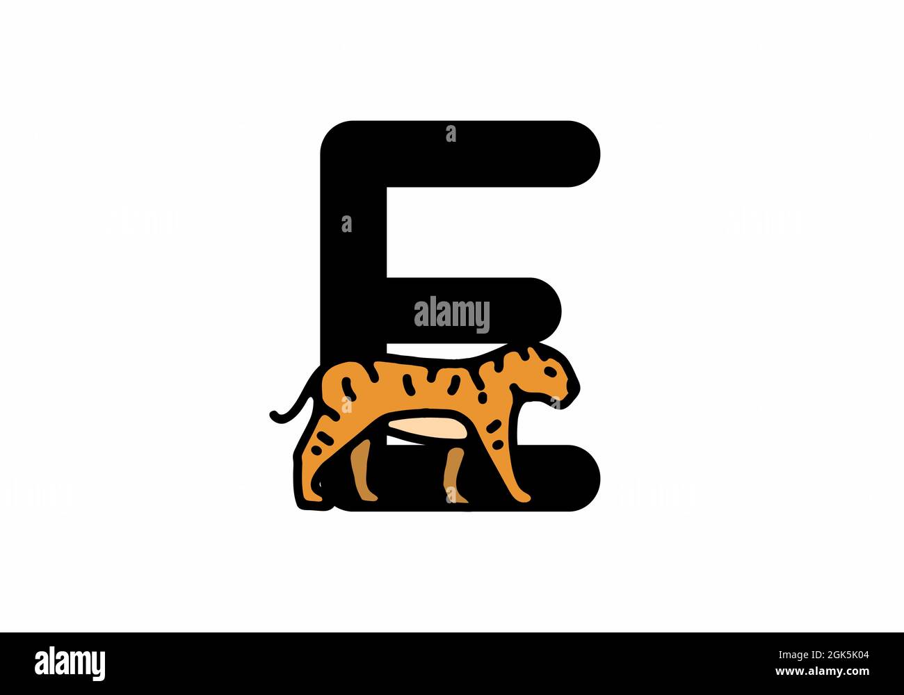 Line art illustration of tiger with E initial letter design Stock ...