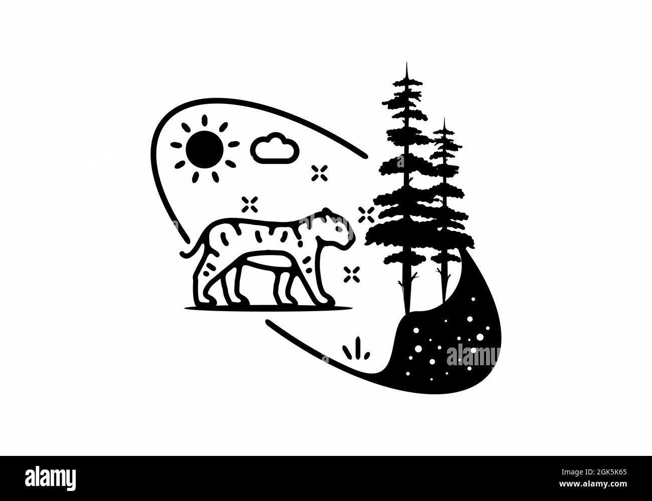 Line art illustration of tiger design Stock Vector Image & Art - Alamy