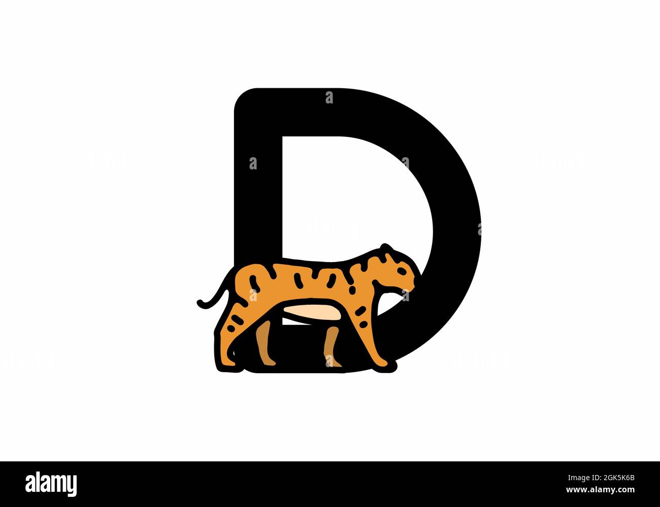Line art illustration of tiger with D initial letter design Stock ...