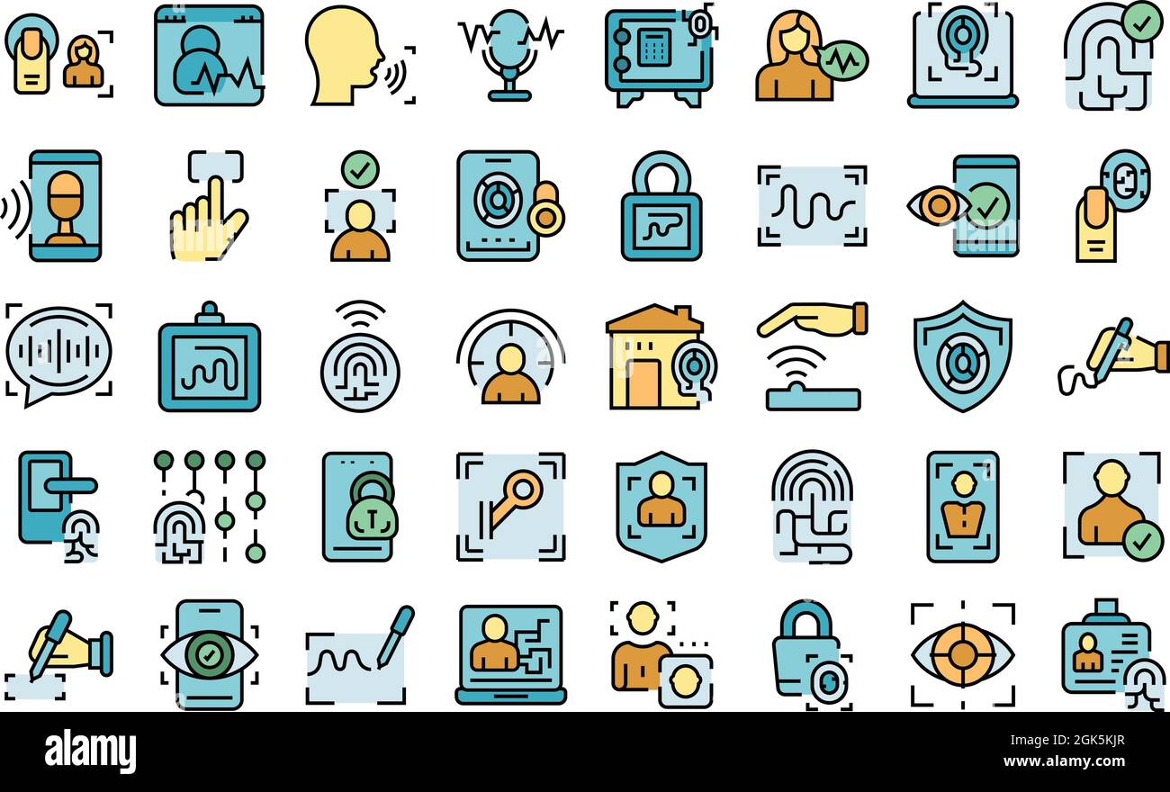 Handwriting Identification Icons Set Outline Vector Access Approve