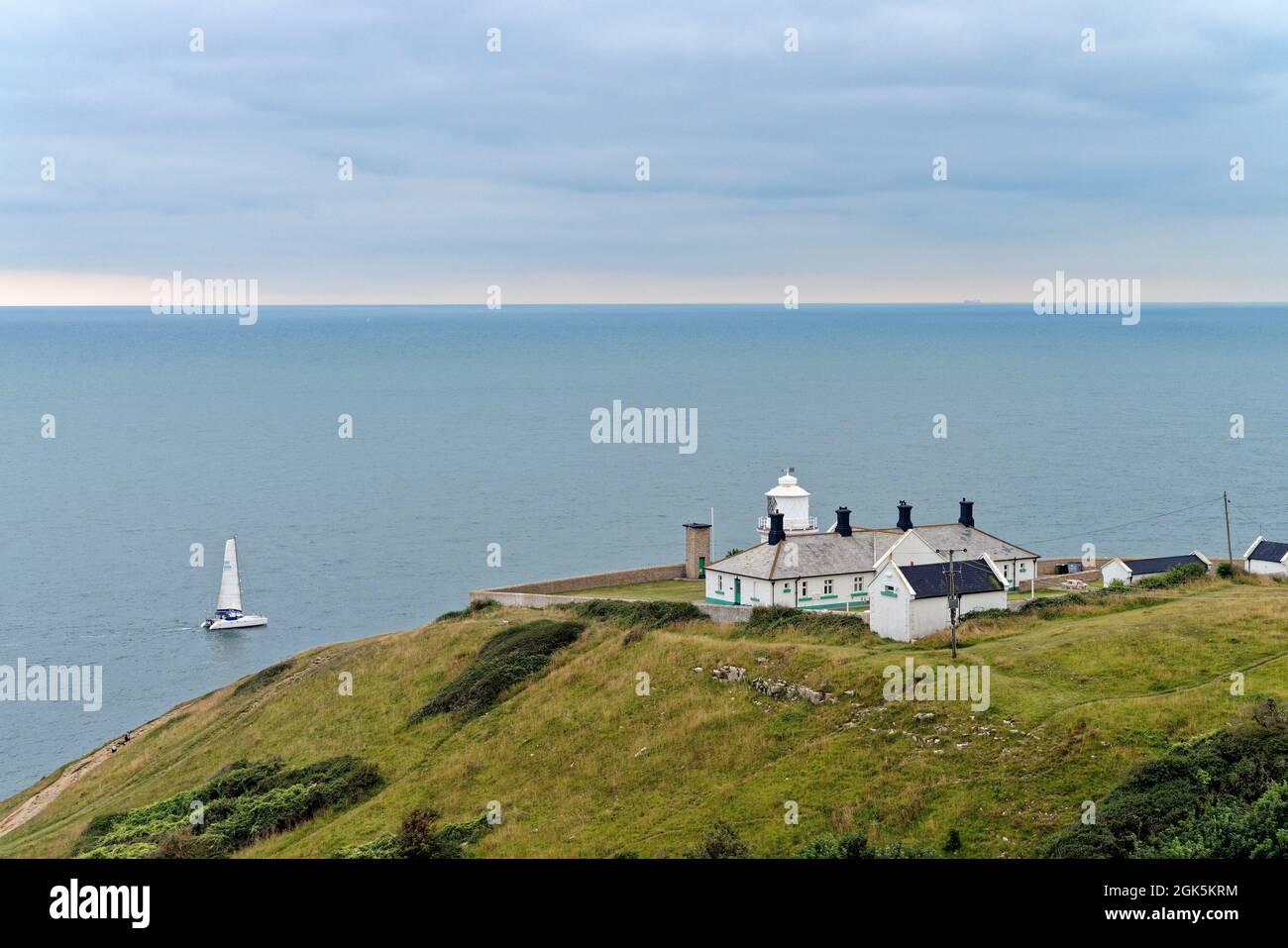 Anvil Point lighthouse and Durlston headland near Swanage Isle of ...