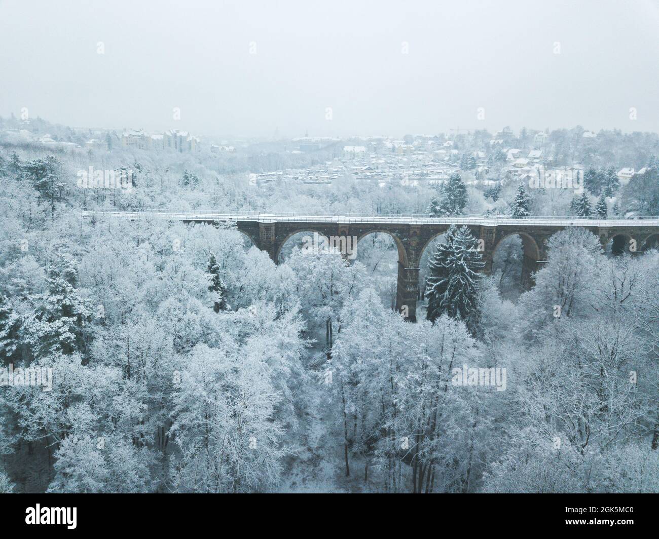 Scenic railroad bridge in winter Stock Photo - Alamy
