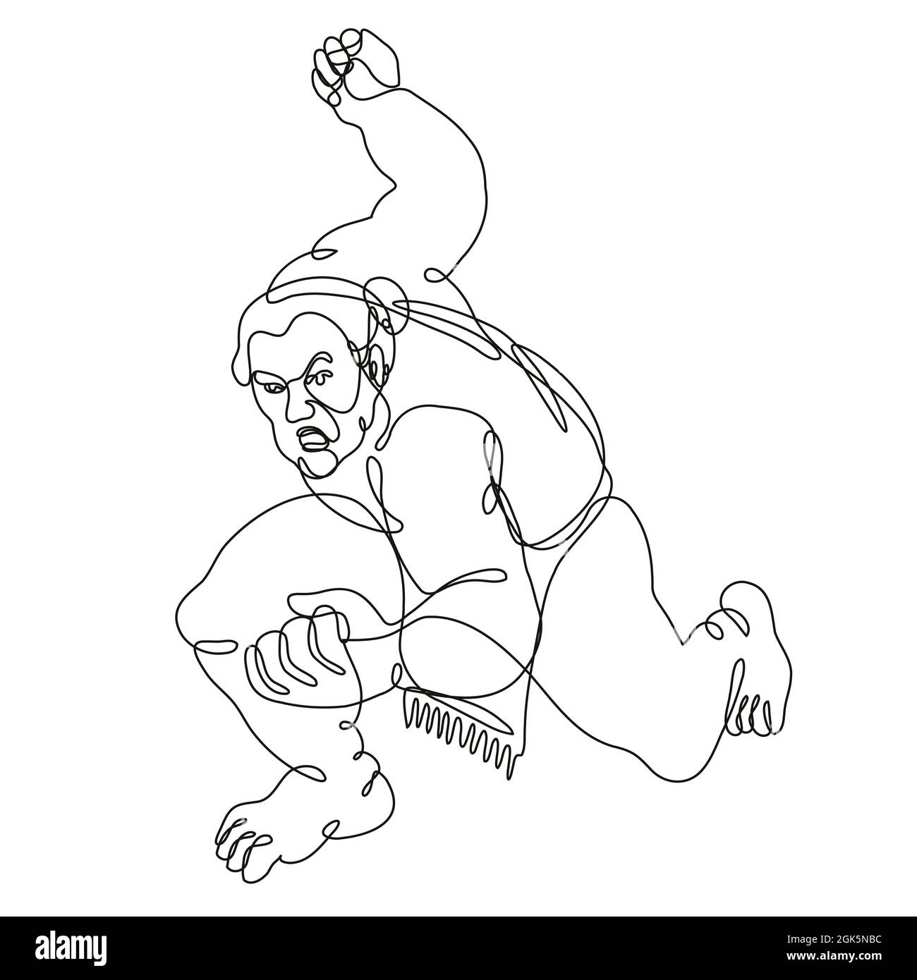 Sumo Wrestler or Rikishi Fighting Stance Front View Continuous Line ...