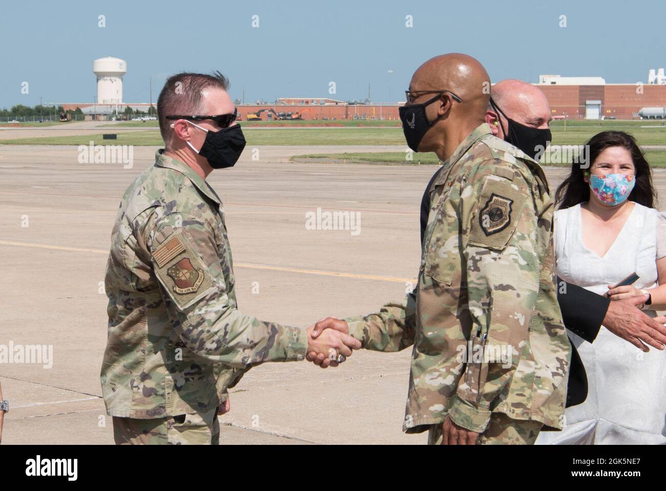 Col. G. Hall Sebren Jr., 72nd Air Base Wing commander, left, greets Air ...