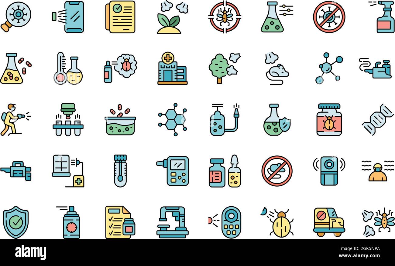 Chemical control icons set outline vector. Quality test. Water safety ...