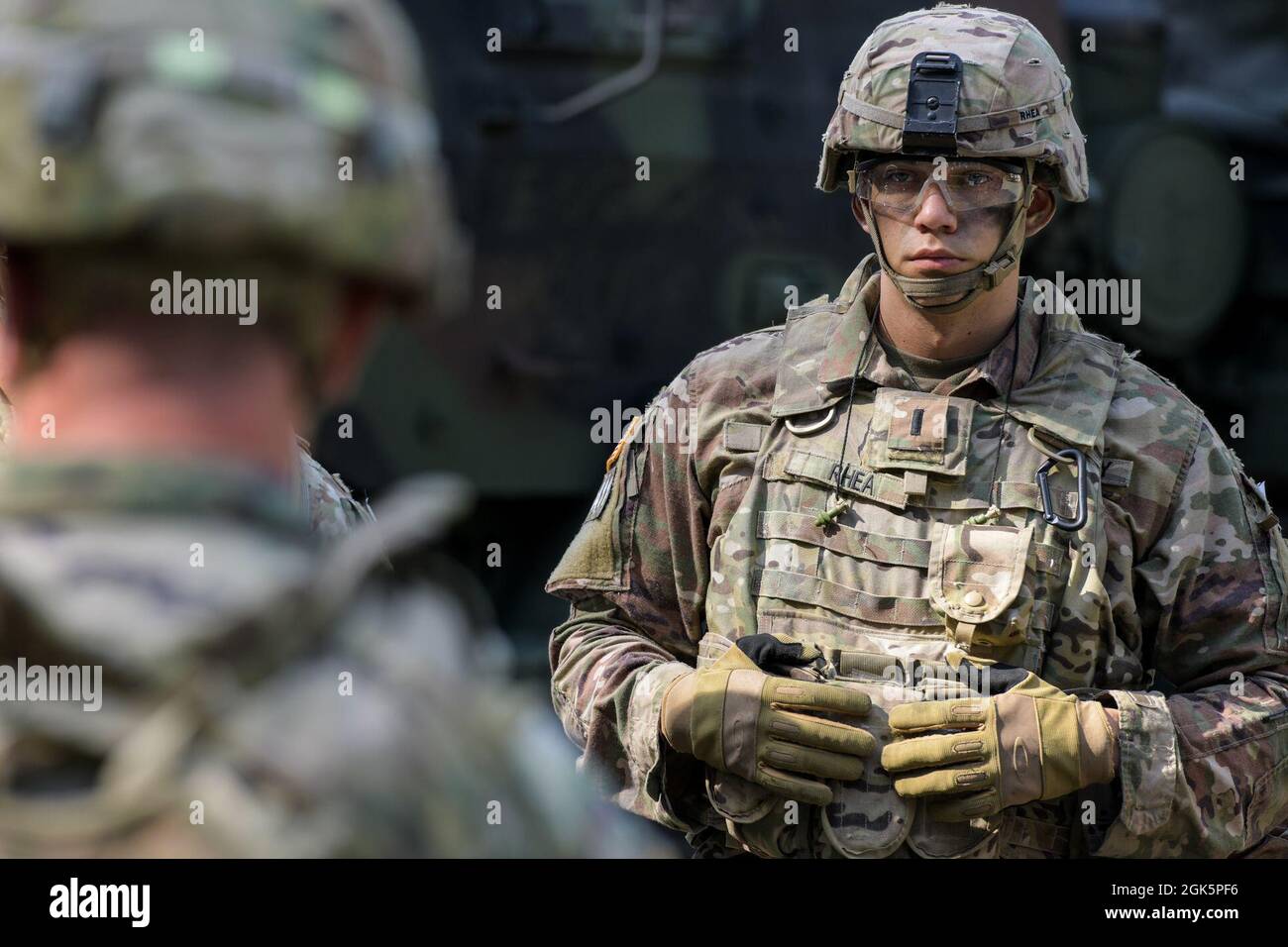 U.S. Army 1st Lt. Brandon Rhea, assigned to 10th Army Air and Missile ...