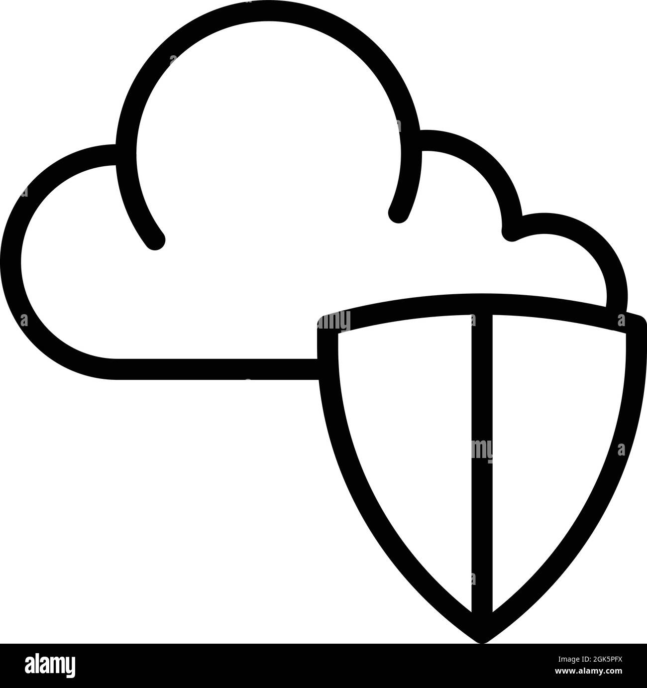 Shield cloud icon outline vector. Digital antivirus. Network security ...